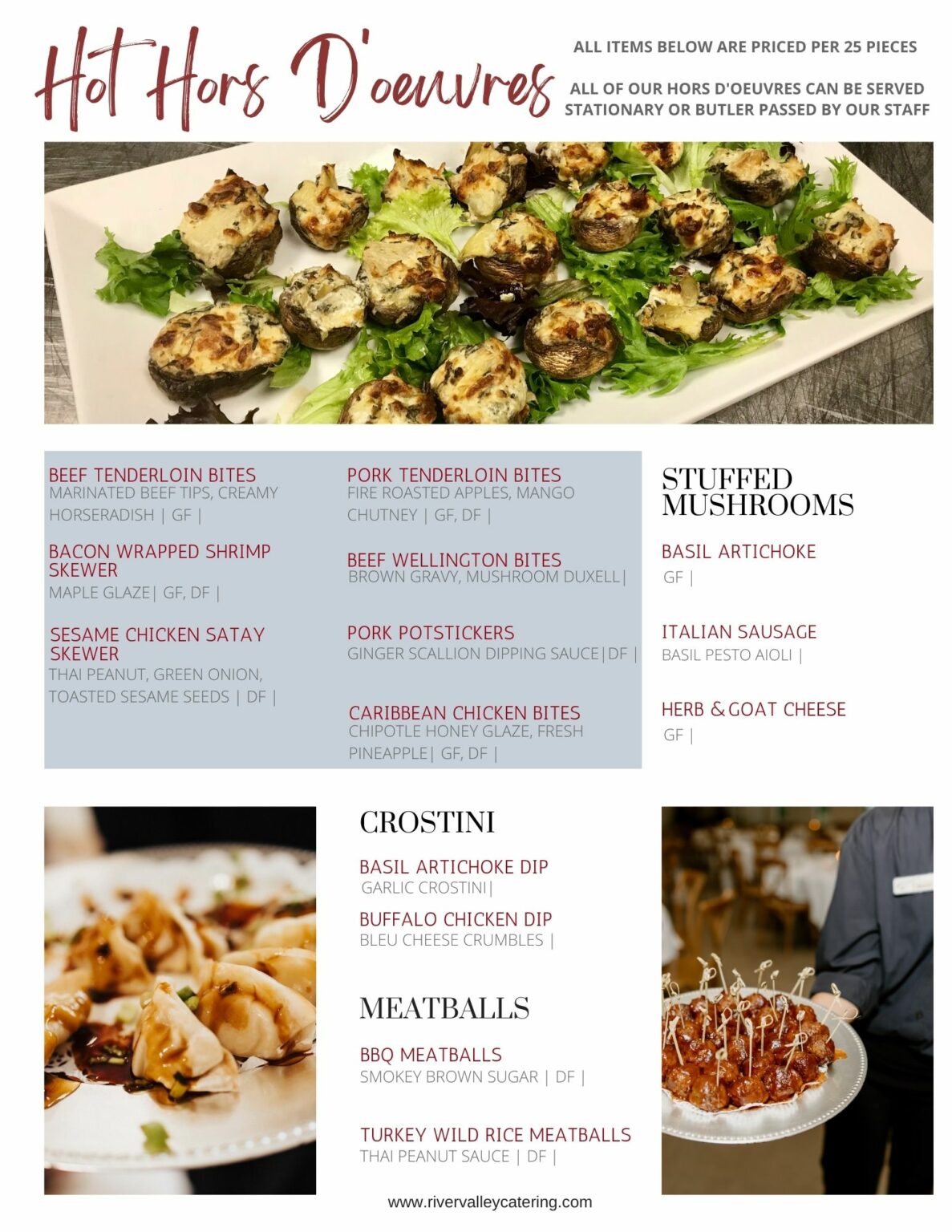 Menus - River Valley Catering, Serving River Falls, Hudson and Twin Cities